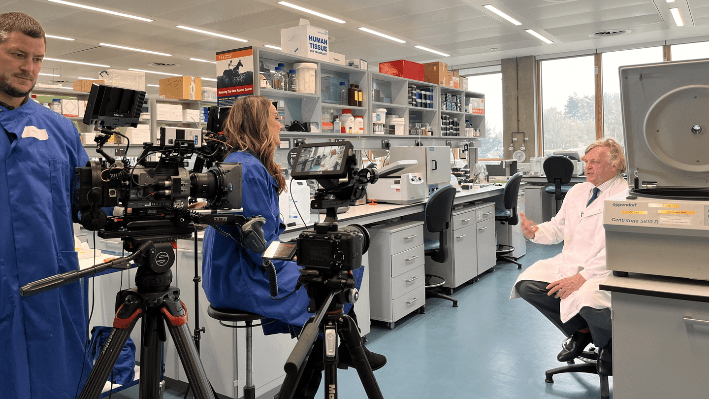 Sky Sports team at Prof. Colin Cooper's lab